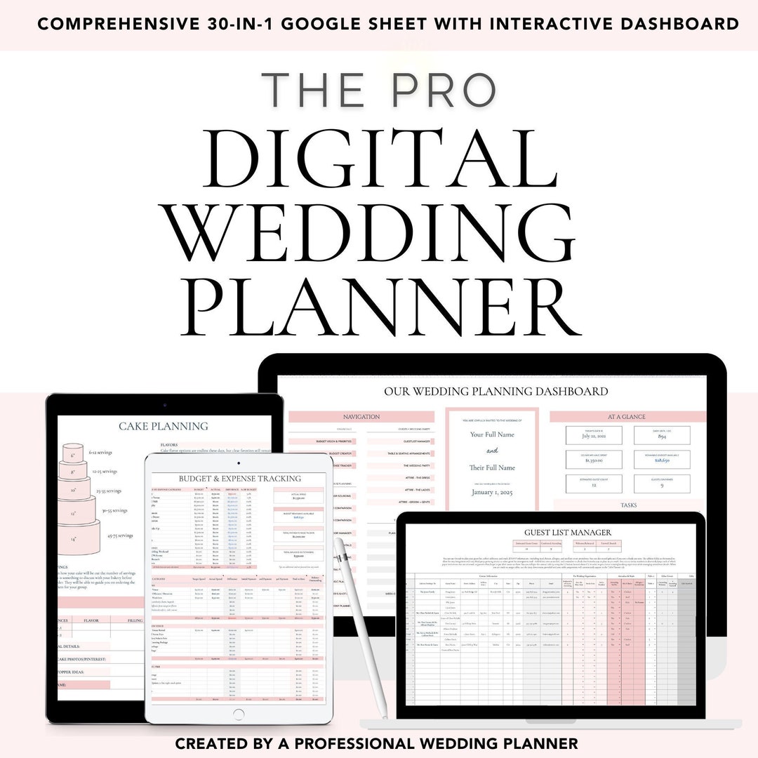 The PRO Digital Wedding Planner: All-in-one Google Sheet (digital ...