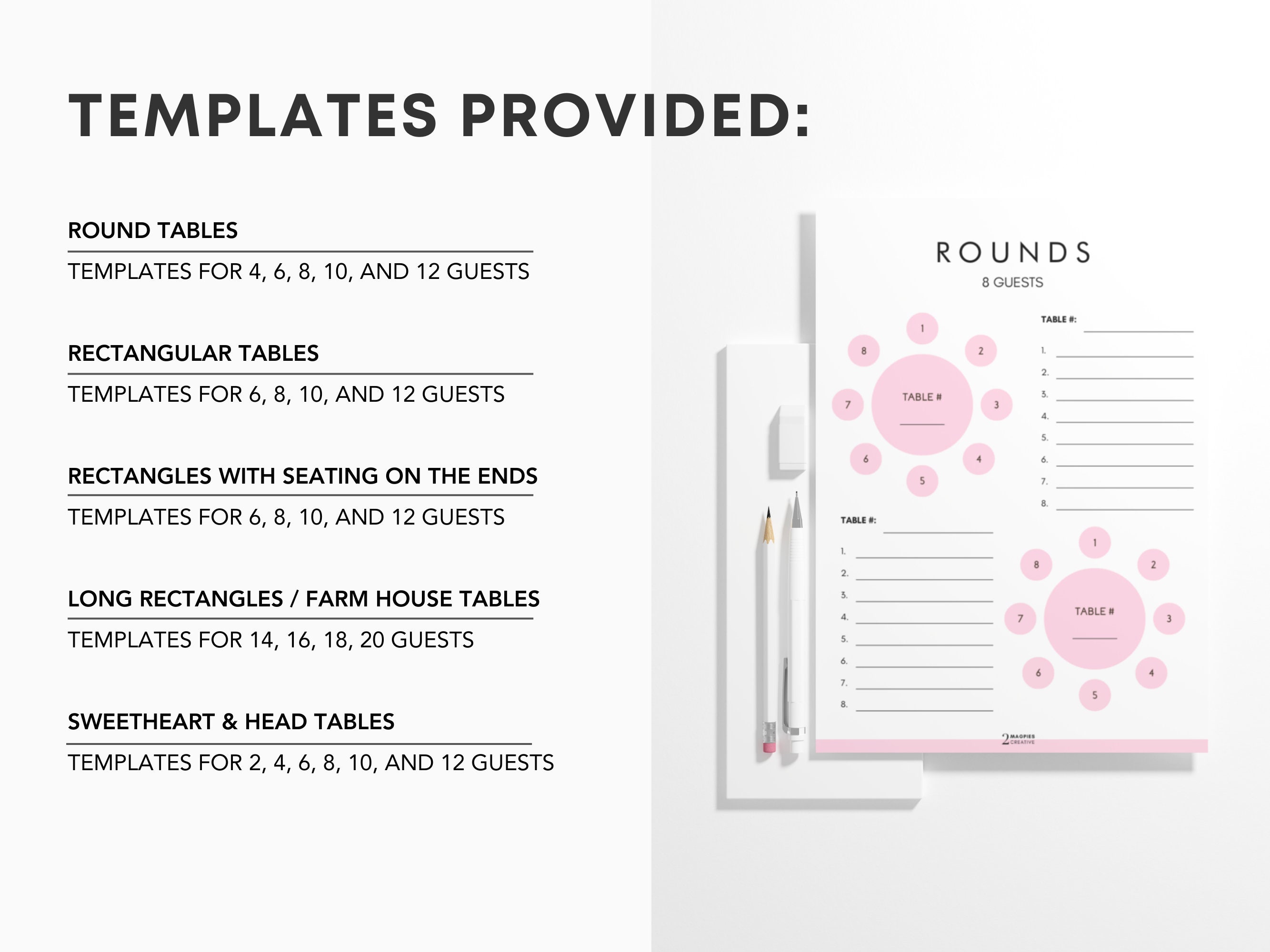 Wedding Tables & Seating Template - Bubble Gum Pink |wedding Seating ...