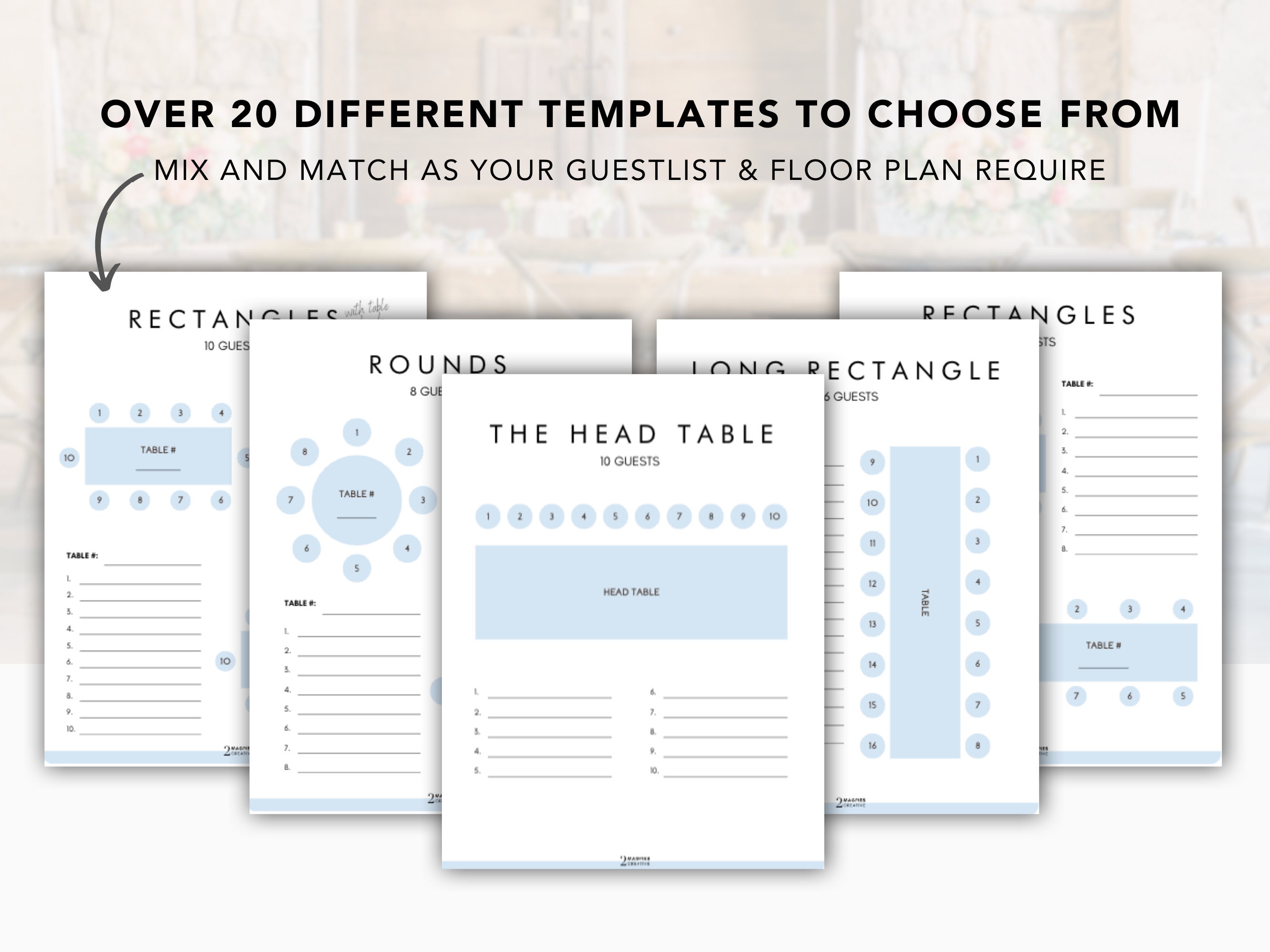 Wedding Tables & Seating Template - Powder Blue | Wedding Seating Chart ...