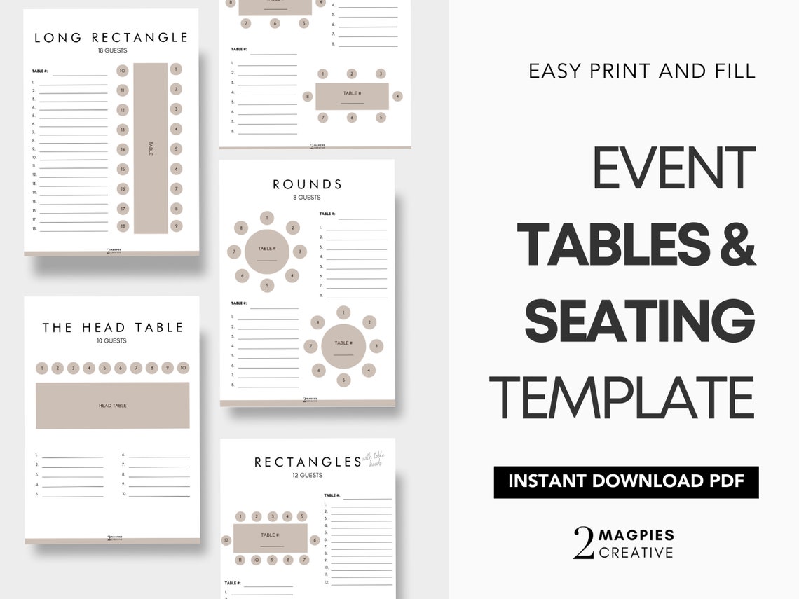 Wedding Tables & Seating Template Sand Wedding Seating Chart Wedding ...