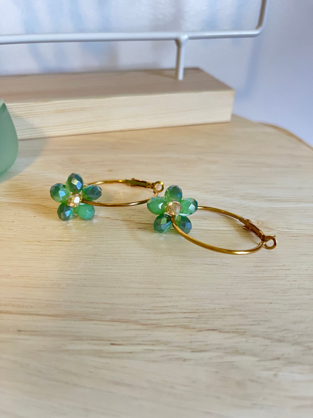 Wild Daisy Green Hoops - Etsy