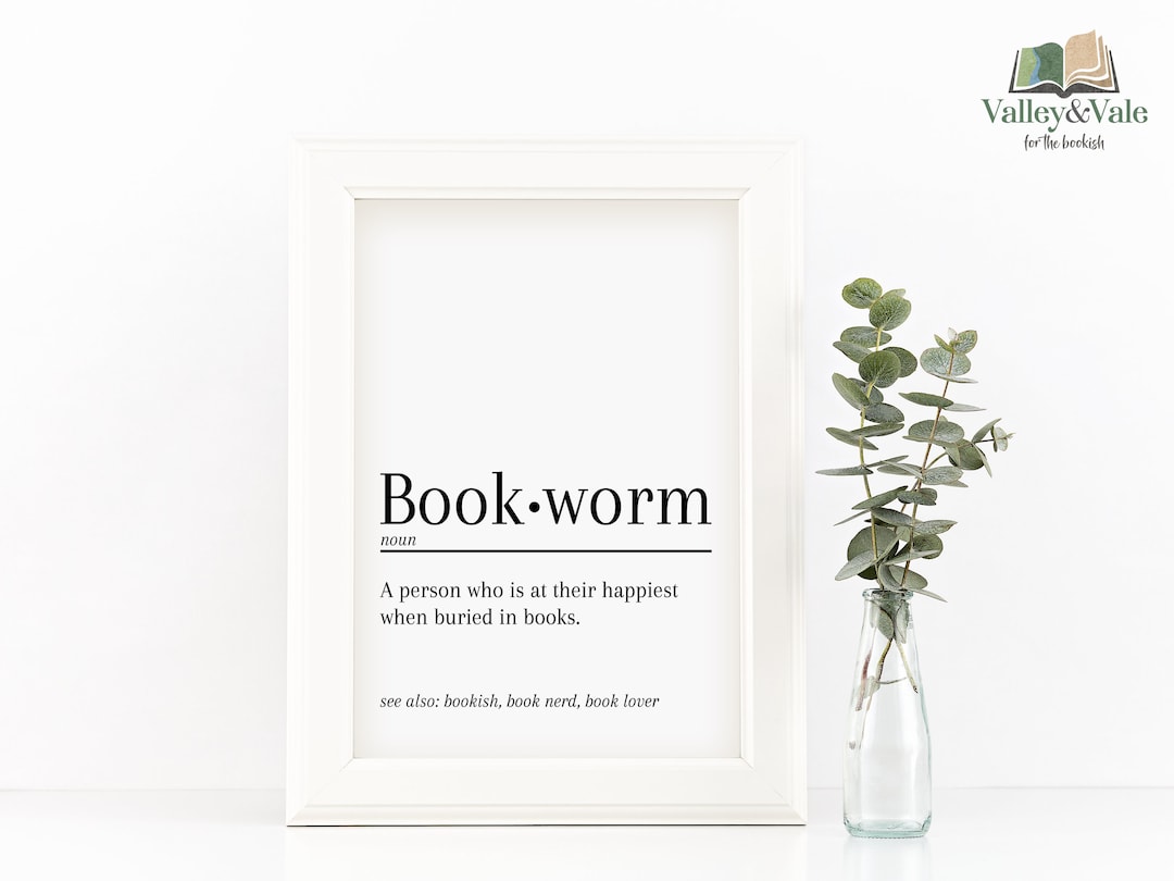 Book Worm - A4 Bookish Printables. Dictionary Style Art Print. Gifts ...