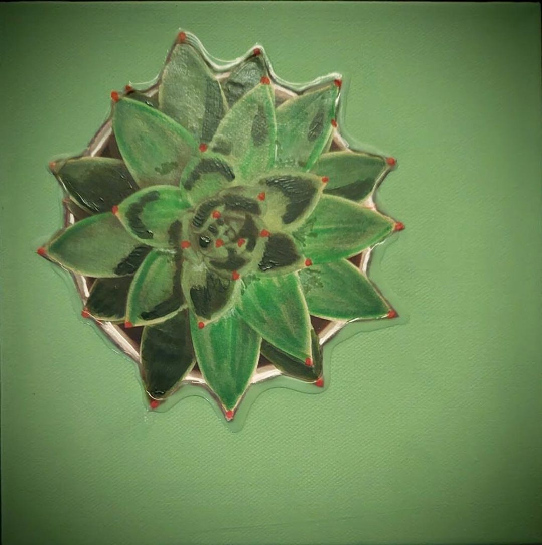 Sedum - Acrylic/collage Framed 8x8" Painting - Etsy