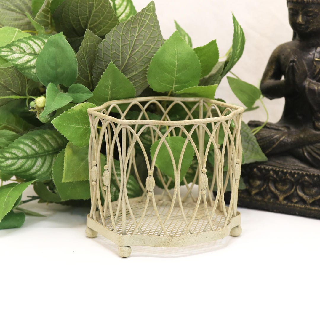 Set of 2 Antique White Wire Storage Baskets for Elegant Functional ...