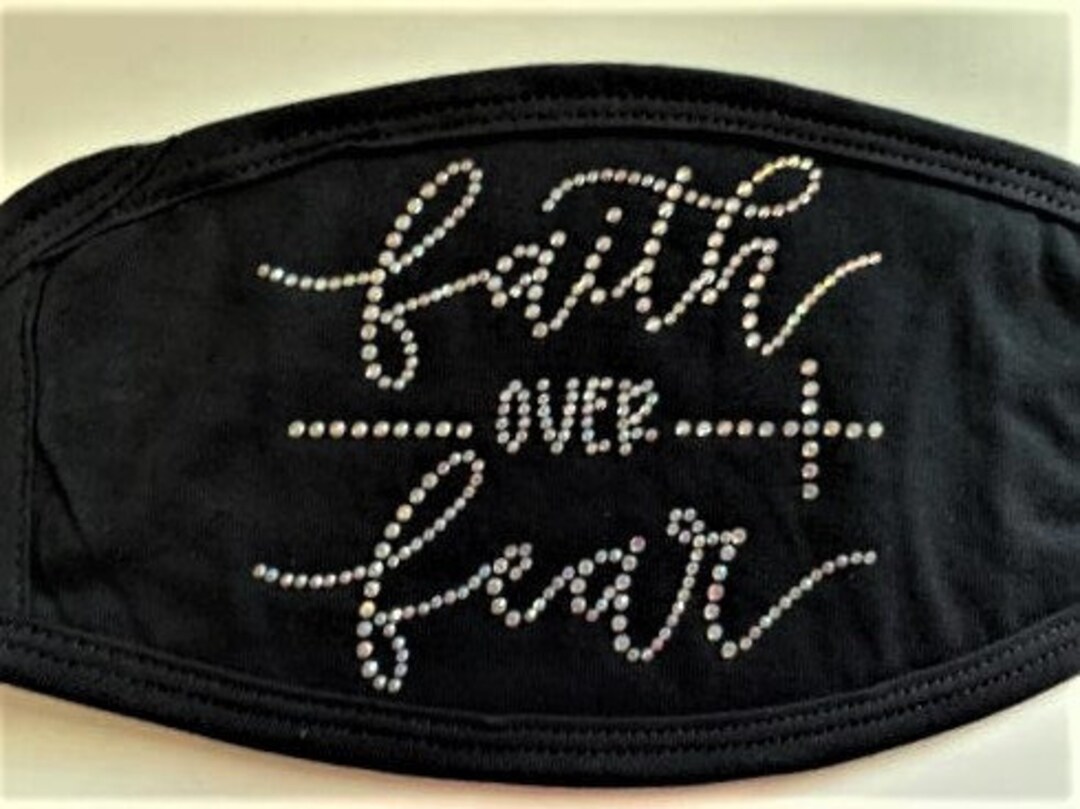 Faith Rhinestone Mask/ Faith Over Fear/ Faith Over Fear Mask/black Face ...