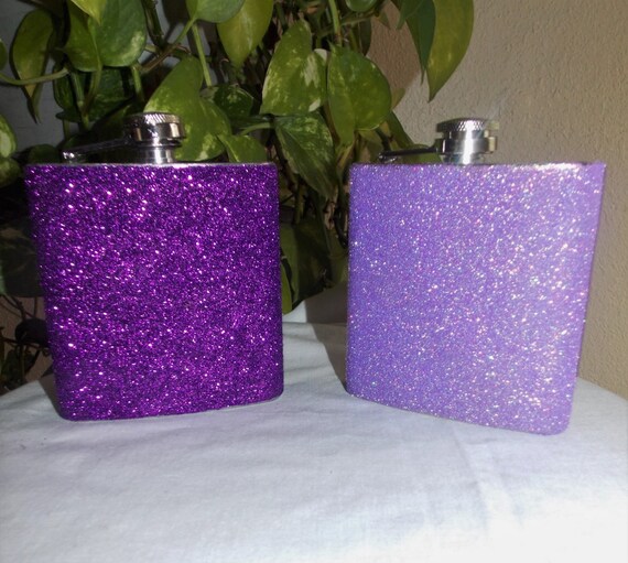 Purple Flask Set Lavender and Purple Flask Custom Flask | Etsy