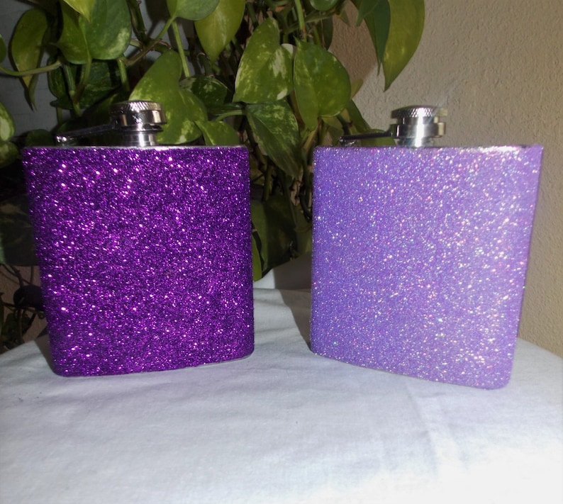Purple Flask Set, Lavender and Purple Flask, Custom Flask, Bridal Party ...