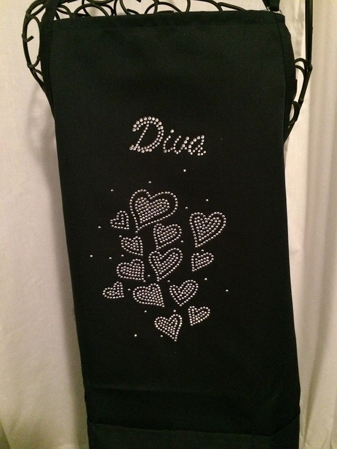 Diva Apron, Black Apron, Woman Apron, Rhinestone Apron, Handmade Apron ...
