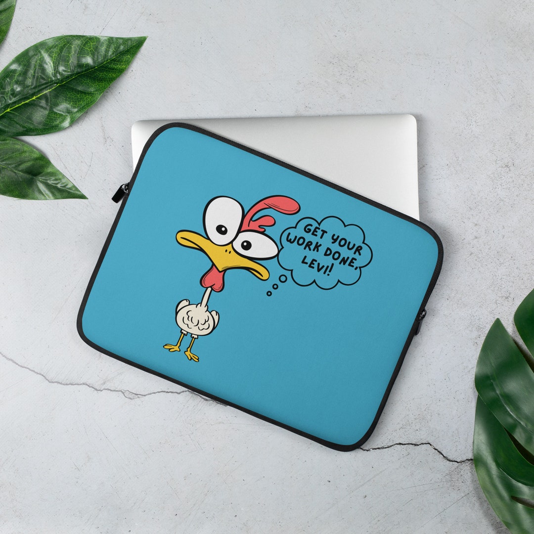 Personalized Crazy Chicken Laptop Sleeve, Customizable Silly Chicken Do ...