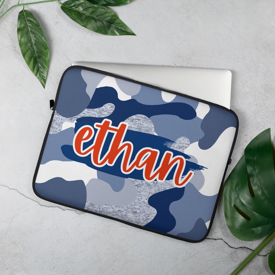Personalized Navy Camo Laptop Sleeve, Customizable Blue Camouflage ...