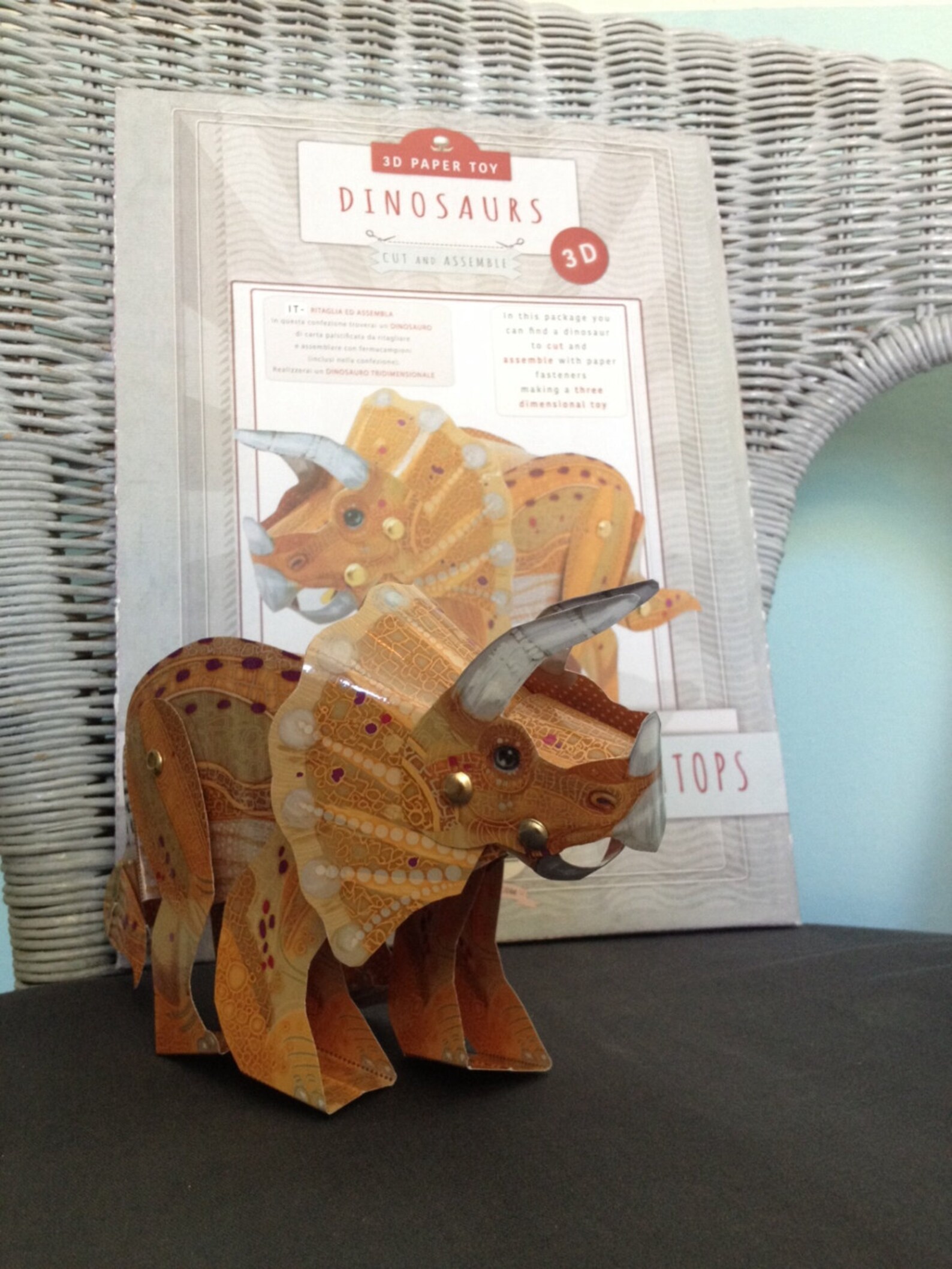 Dinosaur Triceratops Toy, Kids' Craft, Laminated Paper Toy, Make Your ...