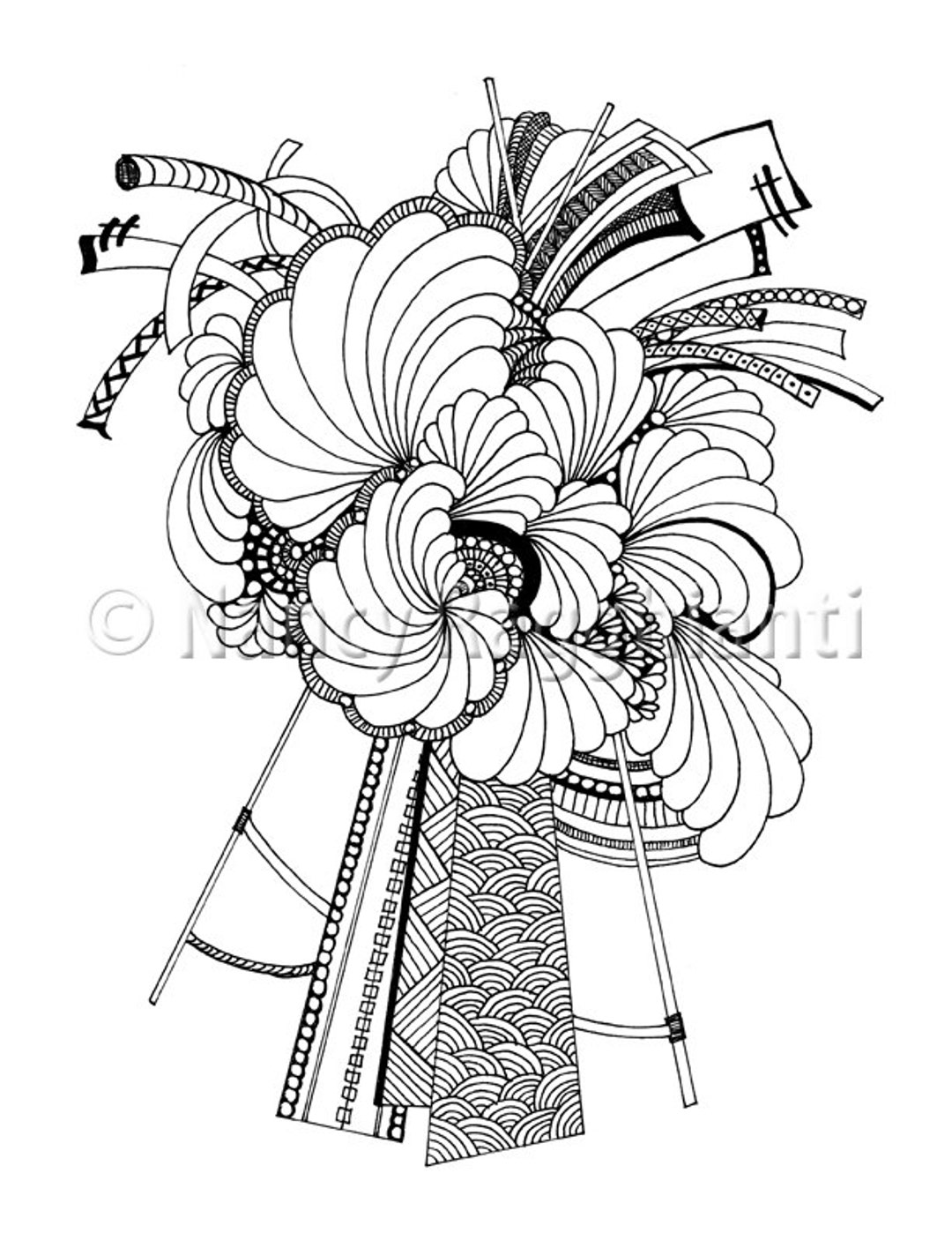 TWO Printable Coloring Pages, Digital Download - Feathers Fans and ...