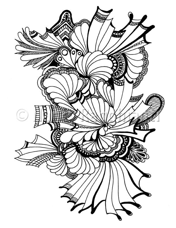 TWO Printable Coloring Pages, Digital Download - Feathers Fans and ...