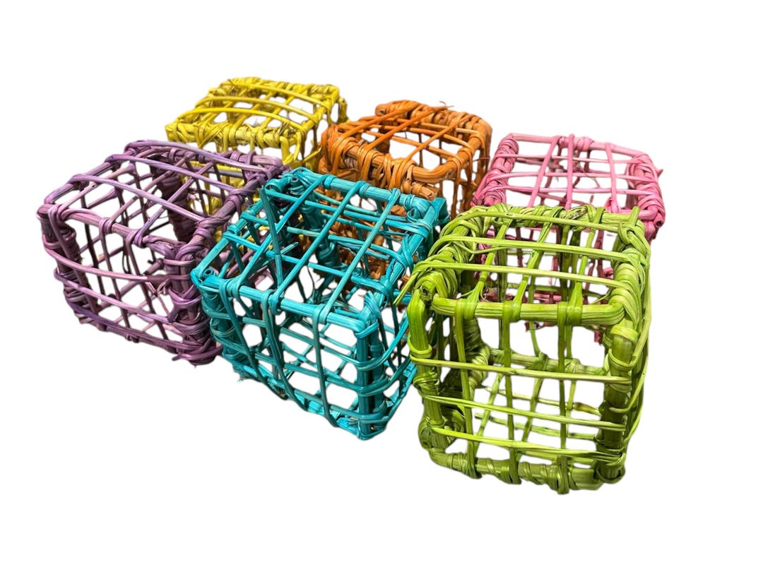 Woven Vine Cube - 2" - Coloured - 12pc - Bird Toy Parts - Toy Chews for ...