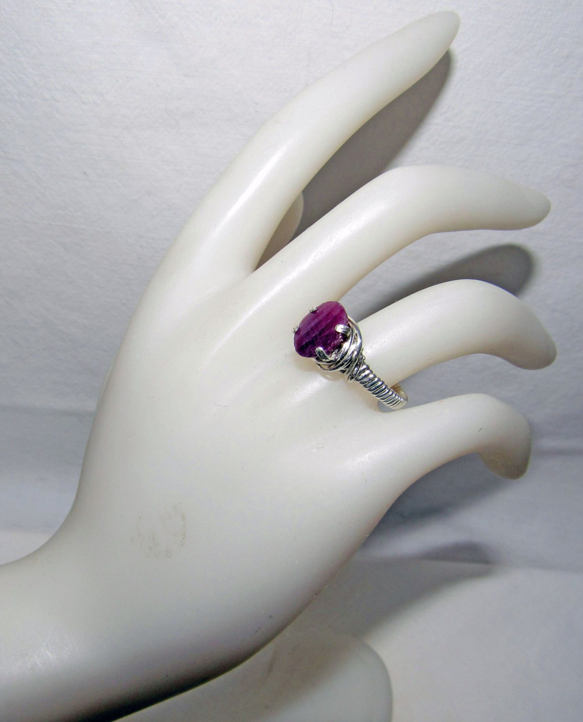 Natural Ruby Ring Sterling Silver Ruby Faceted Ruby Ring - Etsy