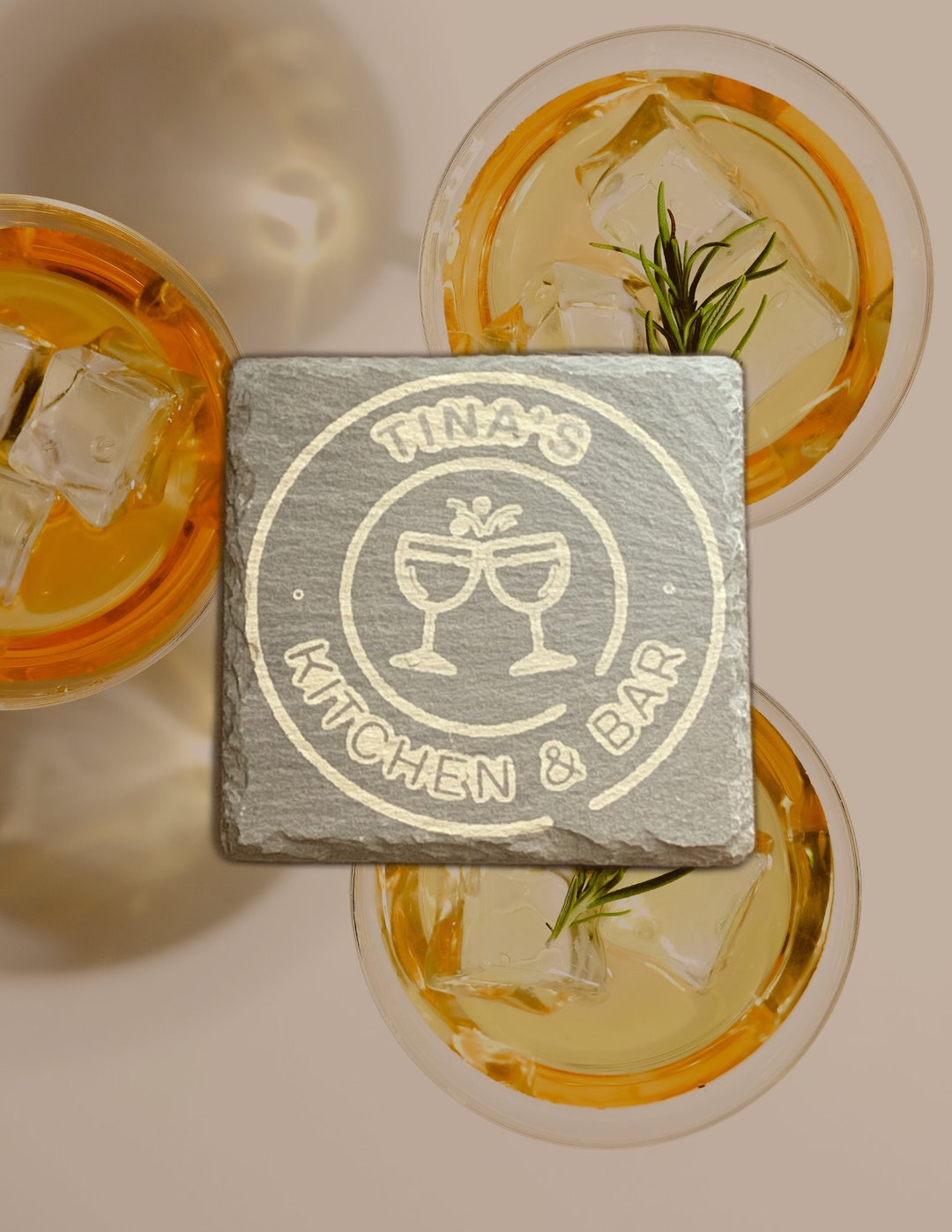 Four 4 Slate Drink Coaters Set, Engraved Slate Coasters, Custom Wedding ...