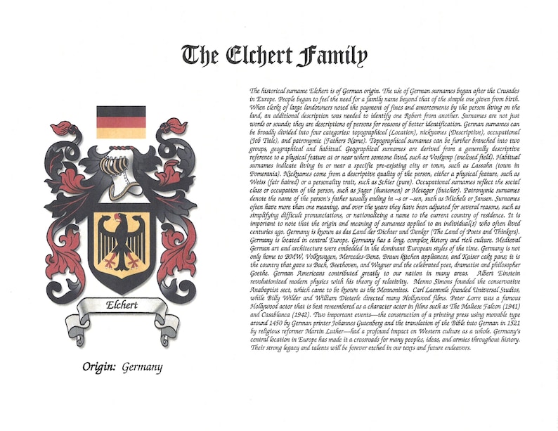 Coat of Arms Family History Print, Custom Embellished Heritage Artwork ...