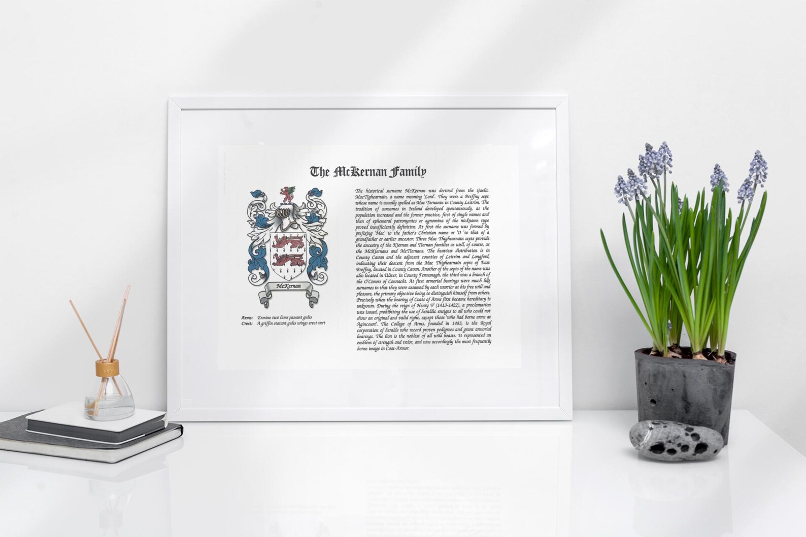 Coat of Arms Family History Print, Custom Embellished Heritage Artwork ...