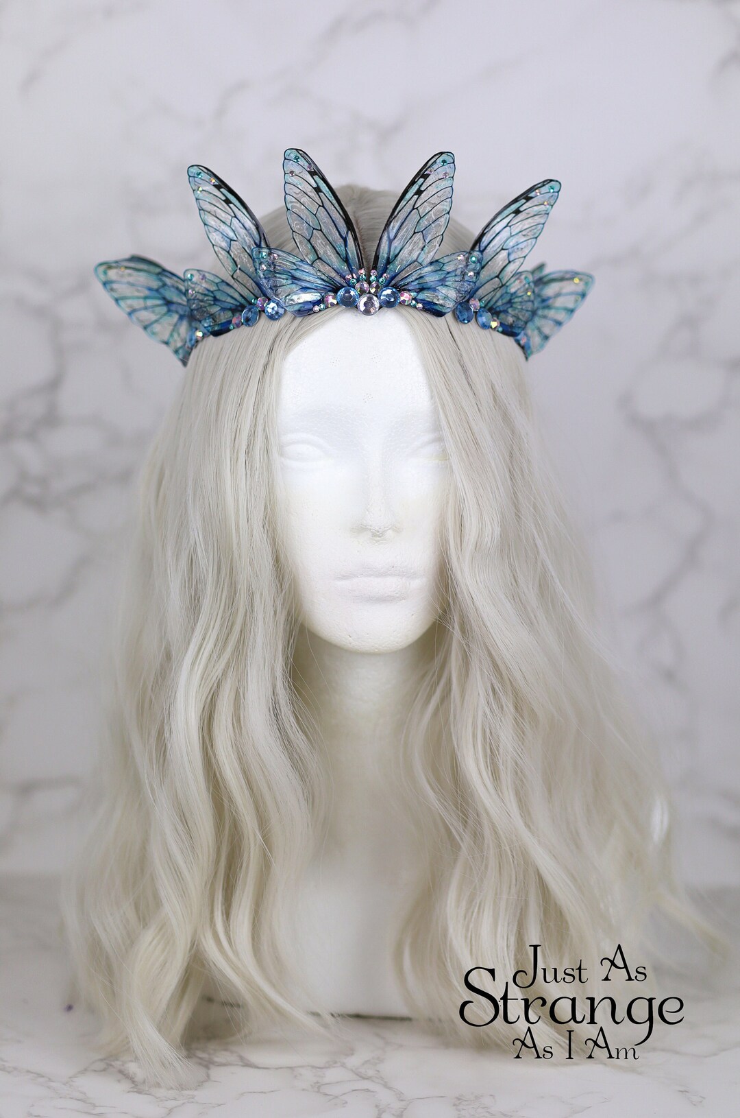 Fairy Wing Tiara – Ocean Blue Gemstone Crown, Renaissance Festival ...