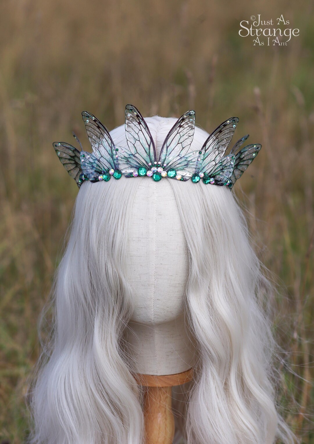 Fairy Wing Tiara: Emerald Gemstone Fantasy Crown, Adult Costume for ...