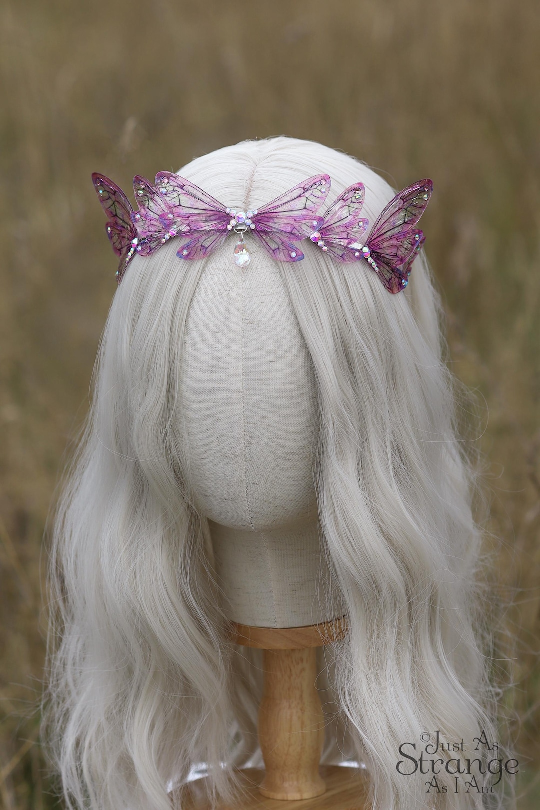Pink Cicada Wing Fairy Tiara: Handmade Crystal Butterfly Crown for ...
