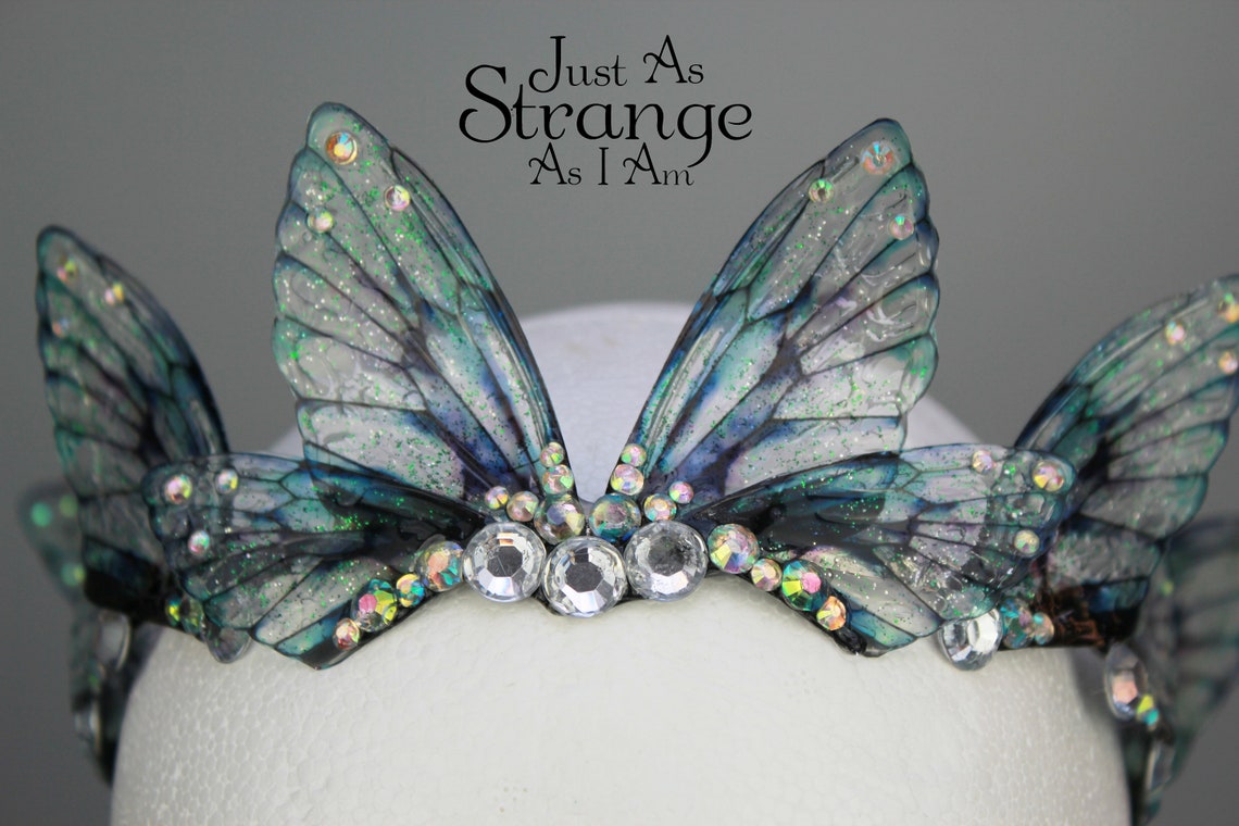 Fairy Wing Tiara - Mermaid Crown - Adult Fantasy Diadem - Teal Blue ...