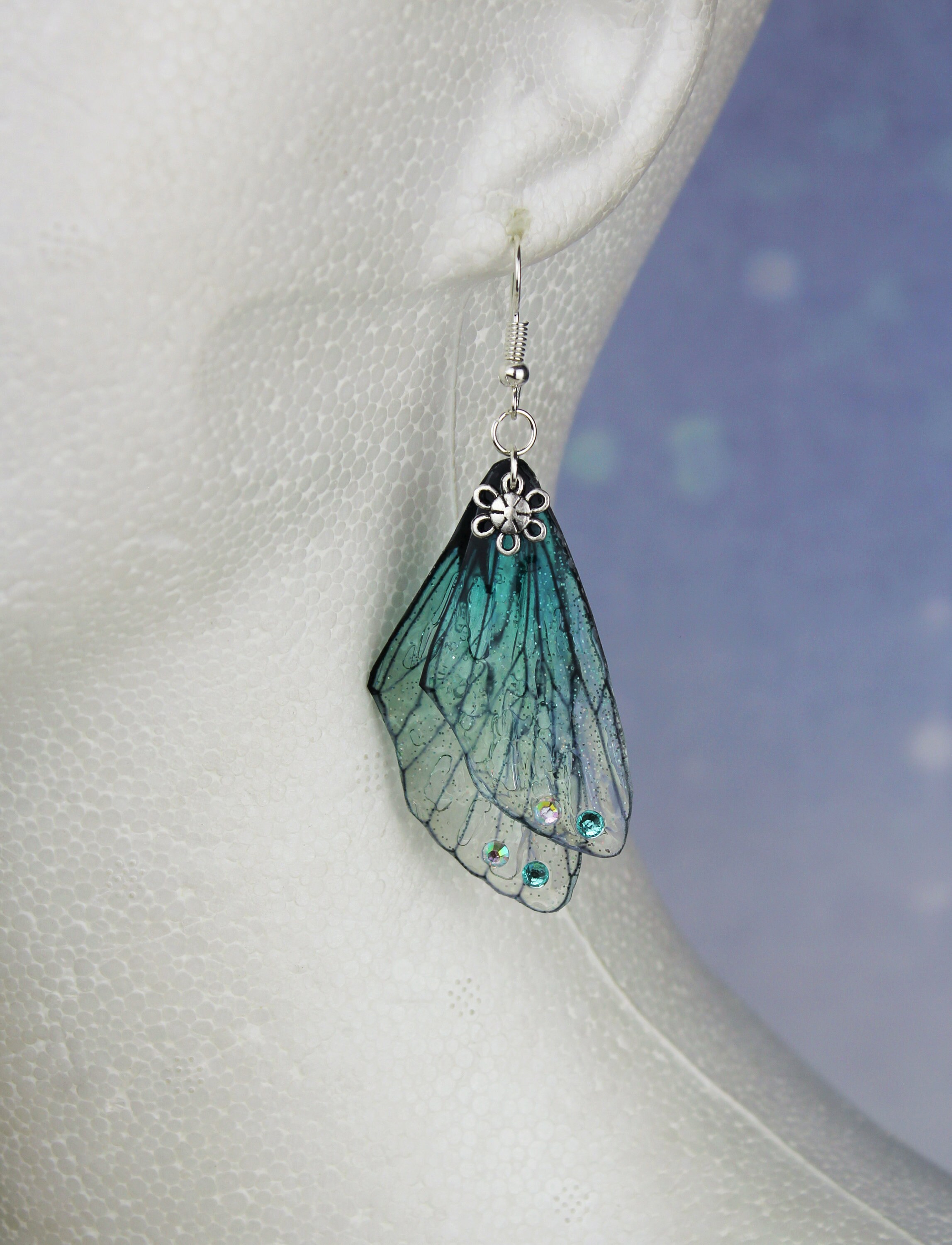 Fairy Wing Butterfly Cicada Insect Earrings - Sky Blue - Fairycore ...