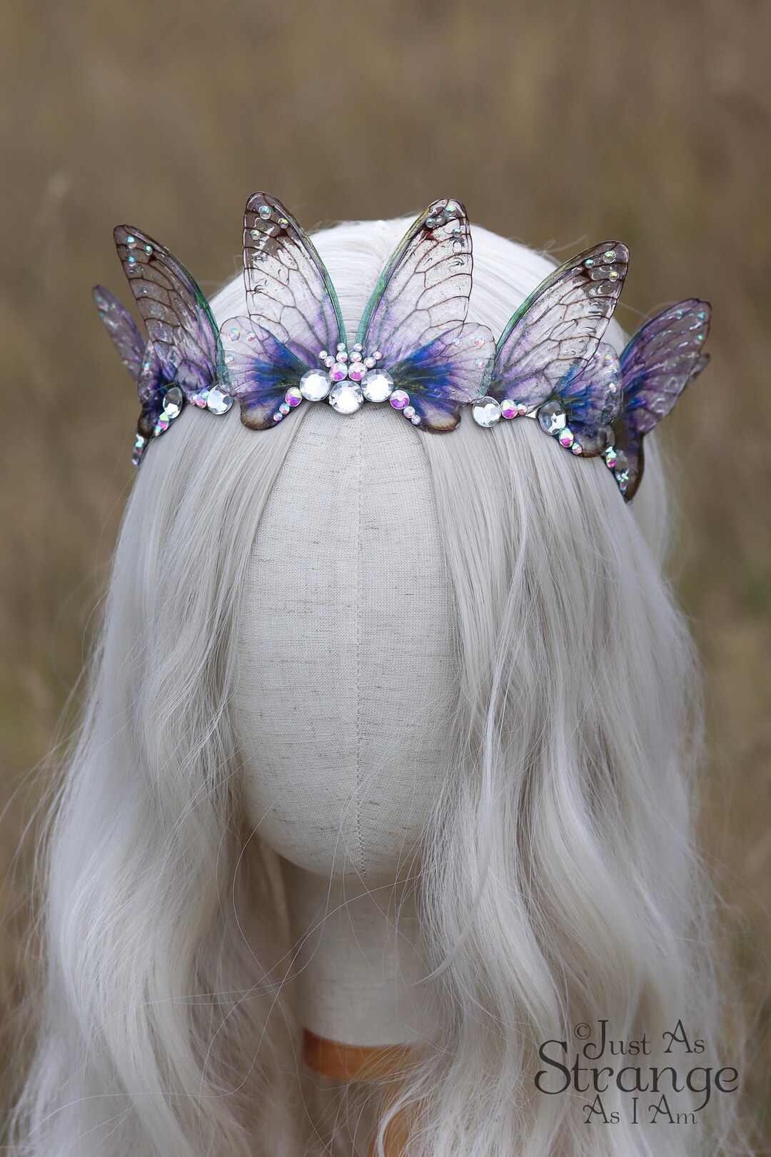 Enchanting Magic Fairy Wing Tiara: Green Purple Cicada Adult Fantasy ...