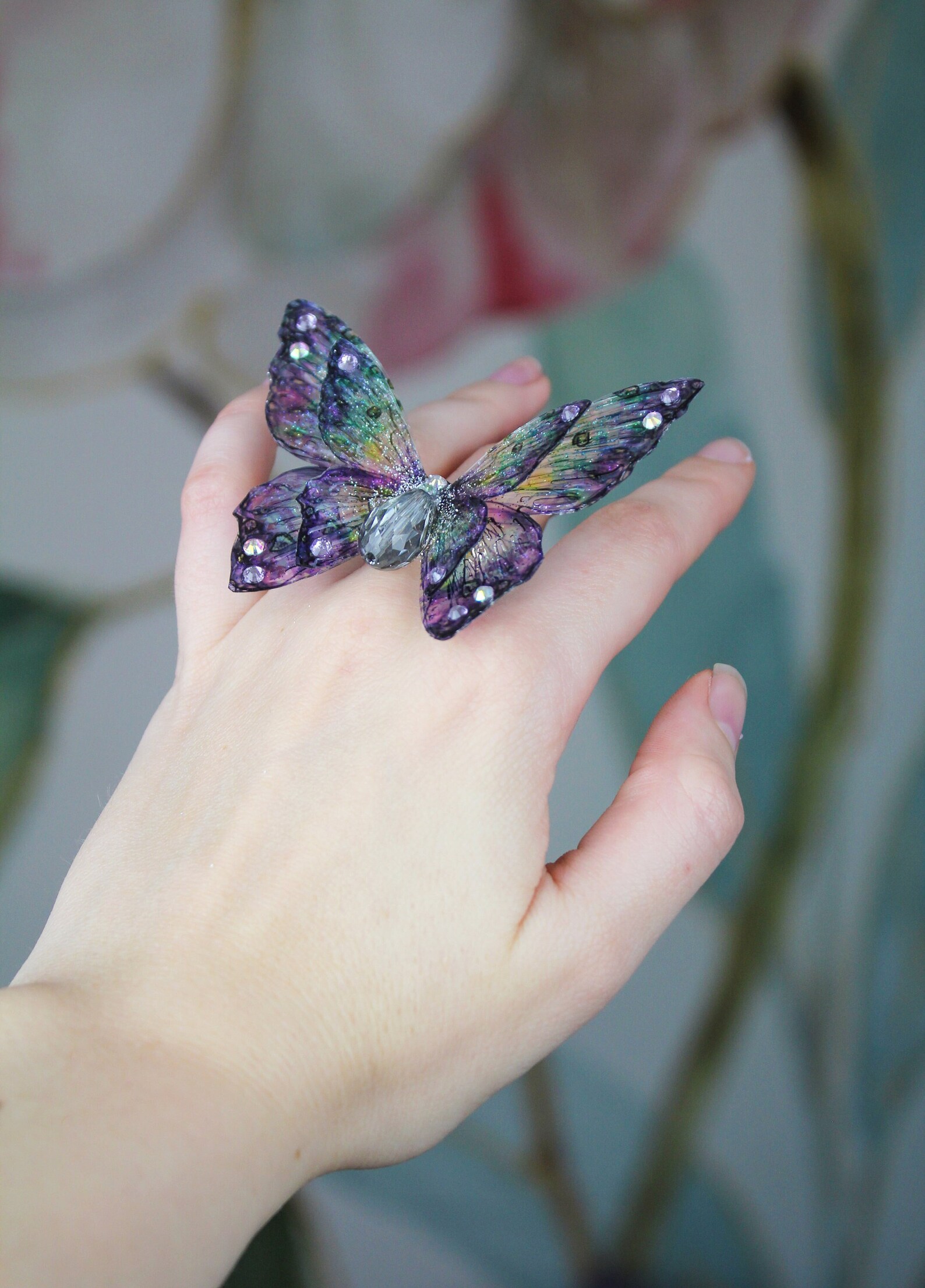 Fairy Wing Ring - Butterfly Cicada - Large Purple Fantasy Butterfly ...