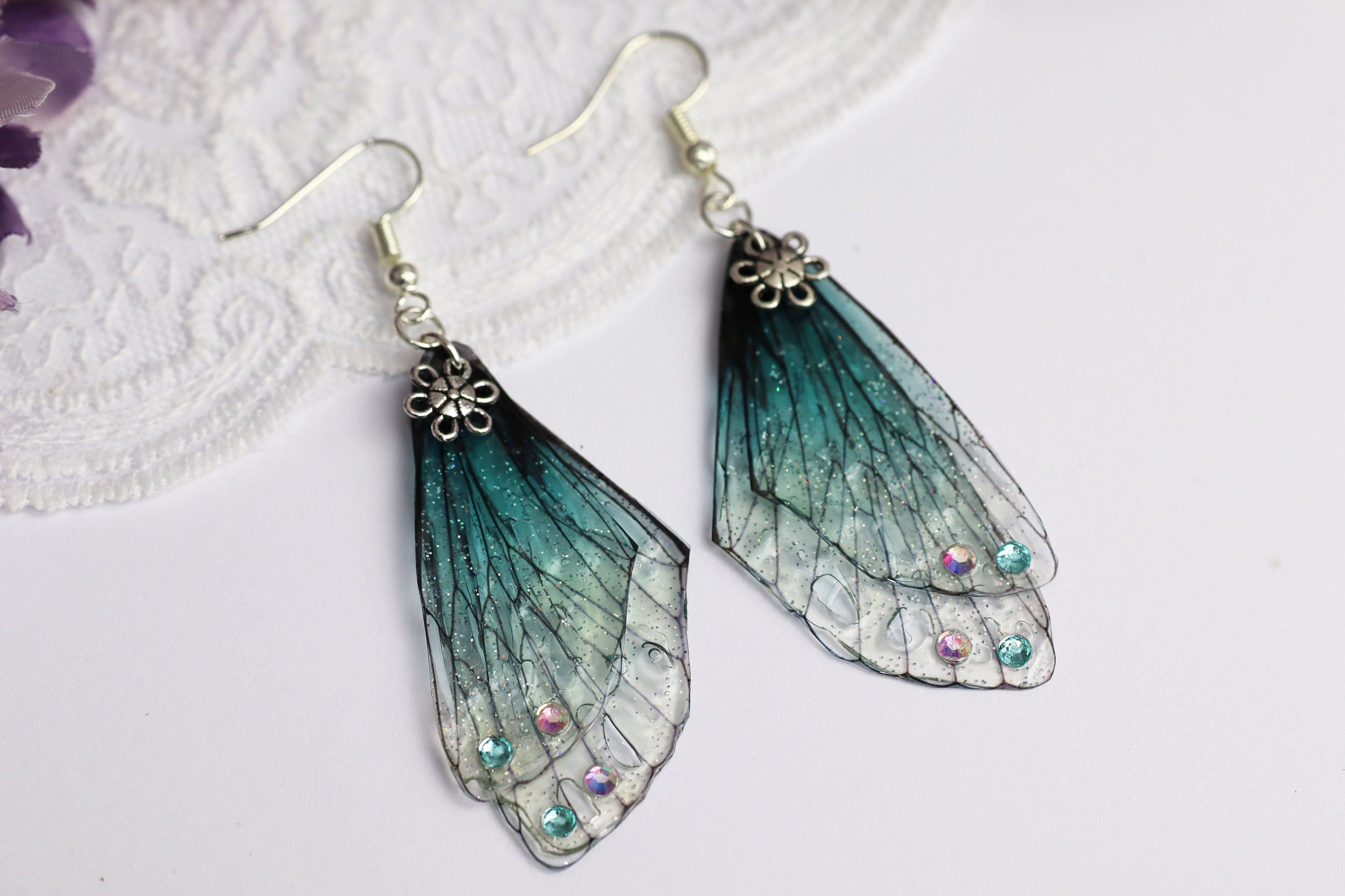 Fairy Wing Butterfly Cicada Insect Earrings - Sky Blue - Fairycore ...