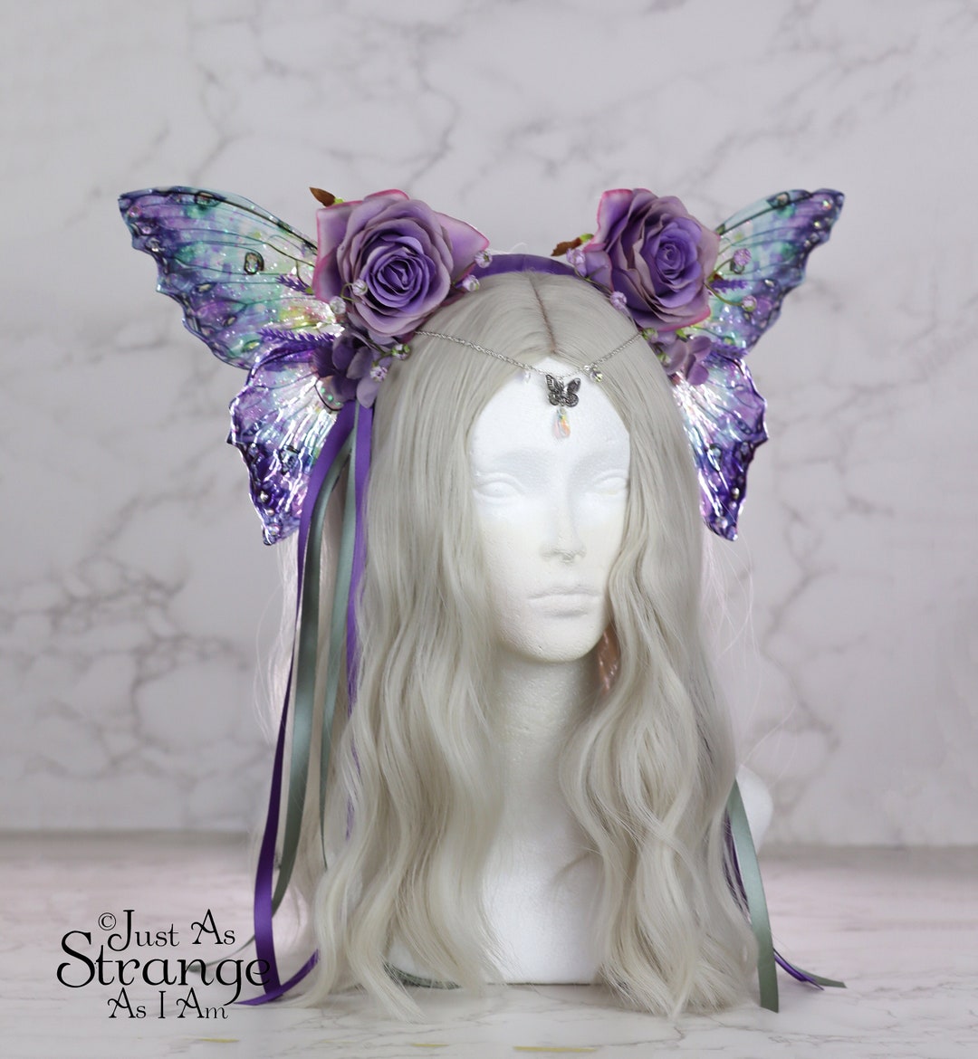 Ethereal Fairy Wing Headpiece: Purple Floral Crown - Butterfly for ...
