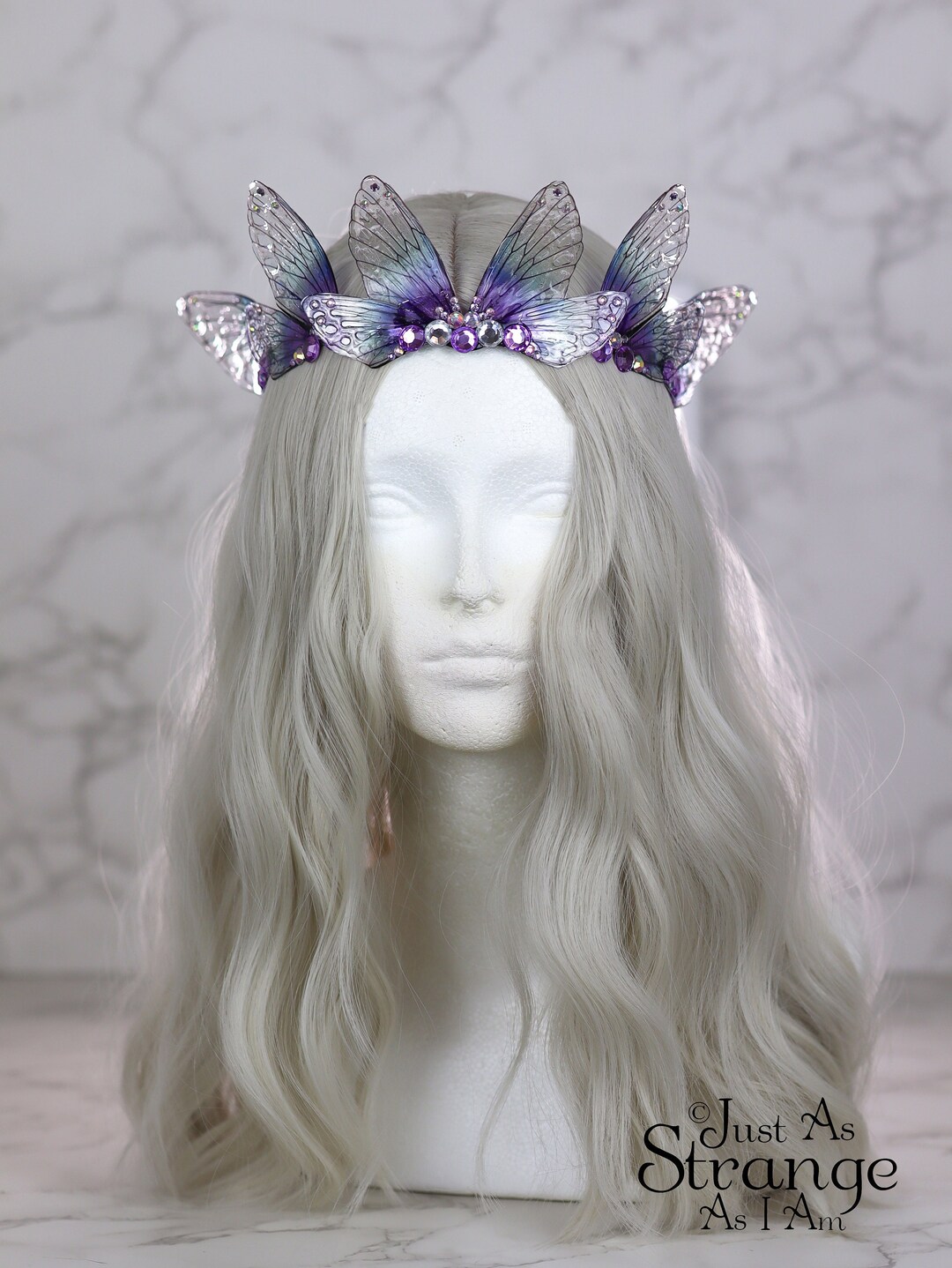 Fairy Crown Diadem Fairy Wing Cicada Butterfly Tiara - Aqua Blue Purple ...
