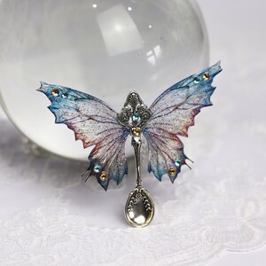 Fairy Wing Spoon Necklace - Cicada Butterfly Pendant - Blue Winged ...