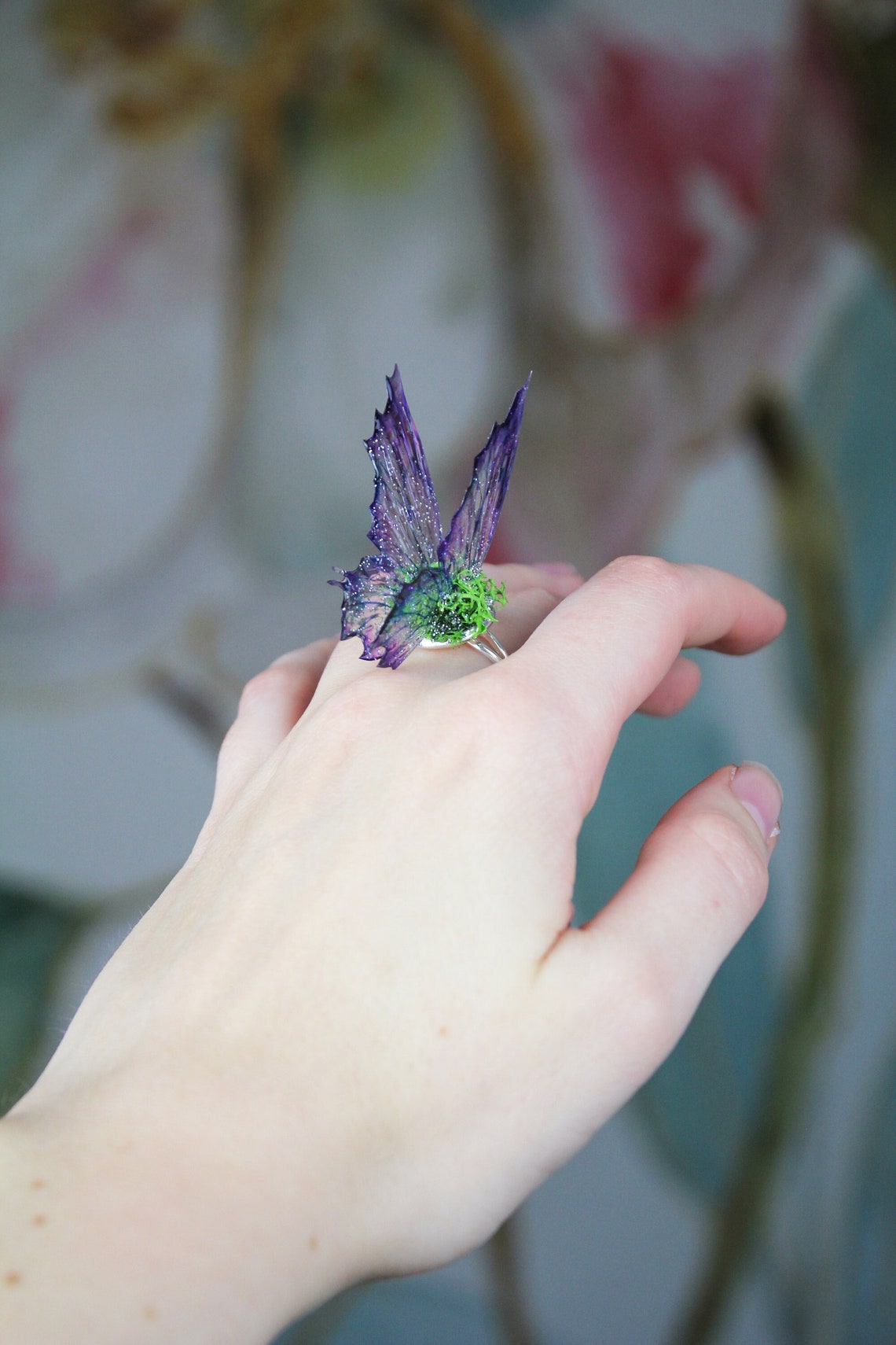 Fairy Wing Ring - Butterfly Cicada Insect - Purple Wild - Fairycore ...
