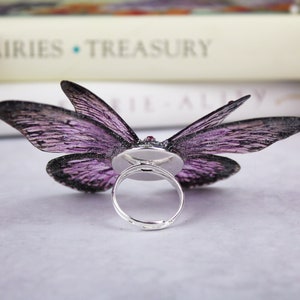 Fairy Wing Butterfly Cicada Insect Ring - Large Soft Pink Monarch ...