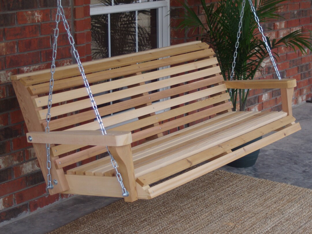 Brand New 6 Foot Cedar Wood Classic Porch Swing With Hanging Chain ...