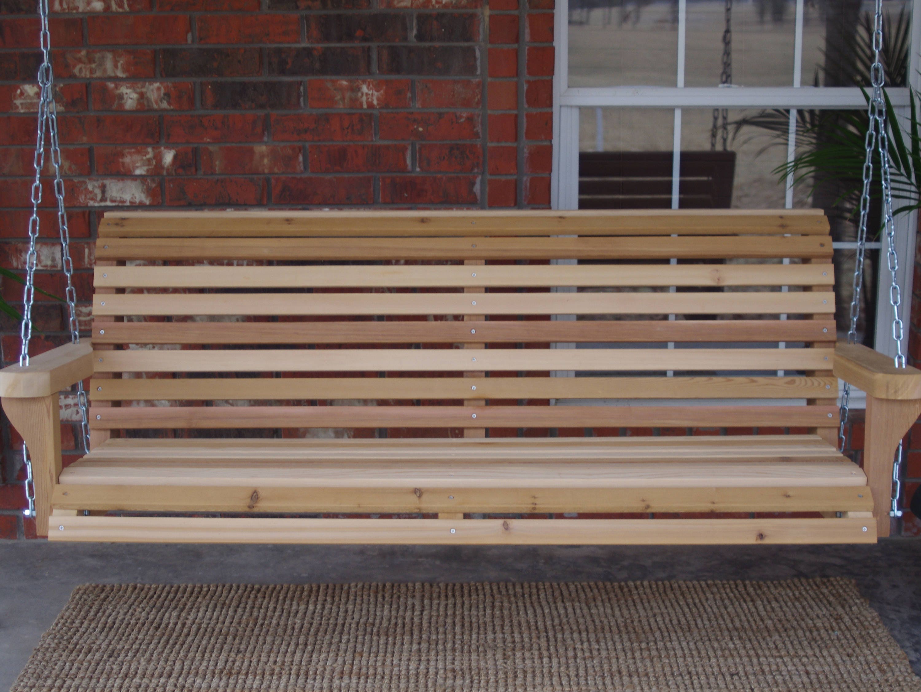 Brand New 6 Foot Cedar Wood Classic Porch Swing With Hanging Chain ...