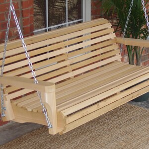 Brand New 6 Foot Cedar Wood Contoured Classic Porch Swing With Heavy ...