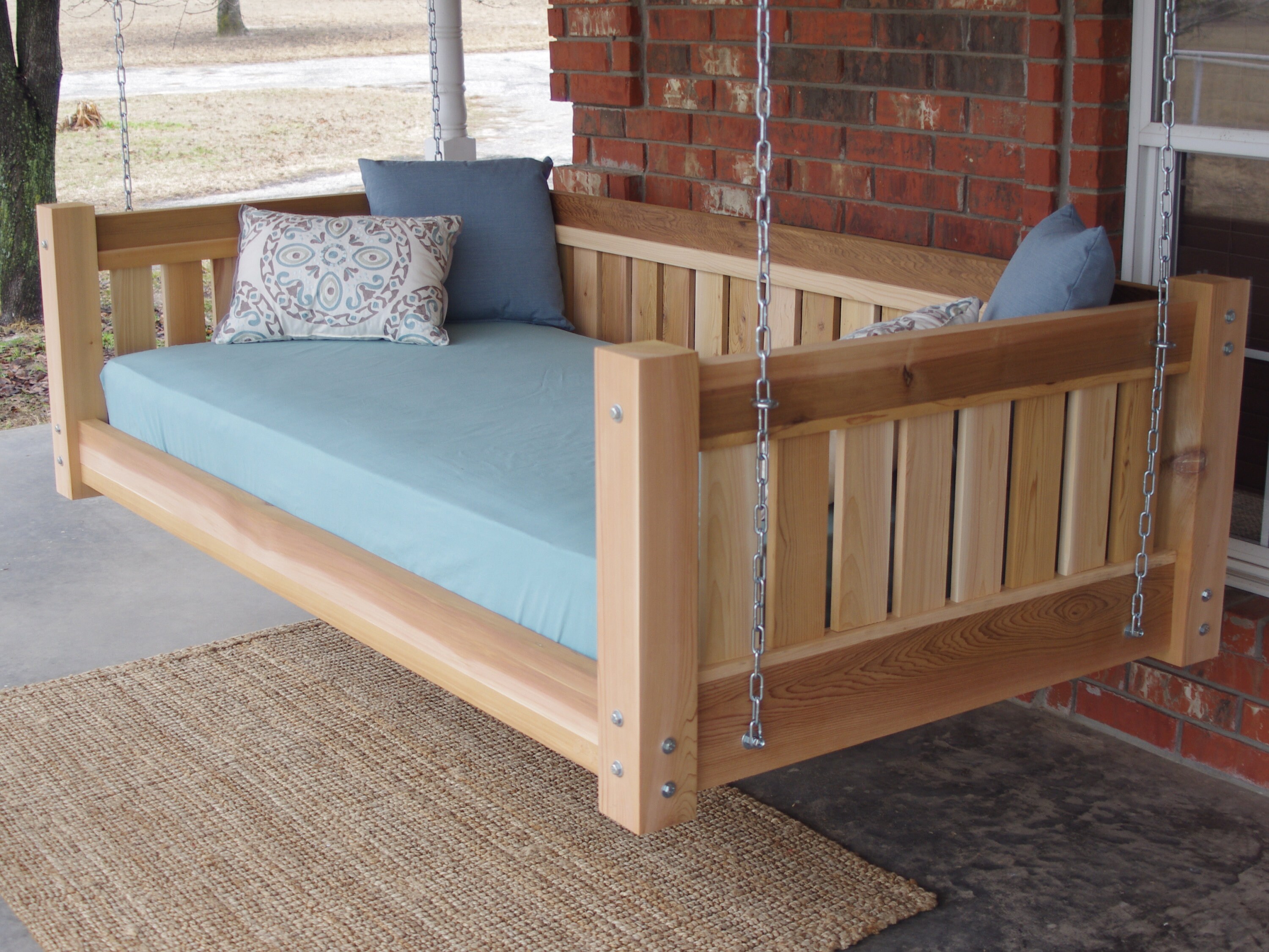 Brand New Cedar Daybed Swing in Victorian Style, Twin Size Swinging Bed ...