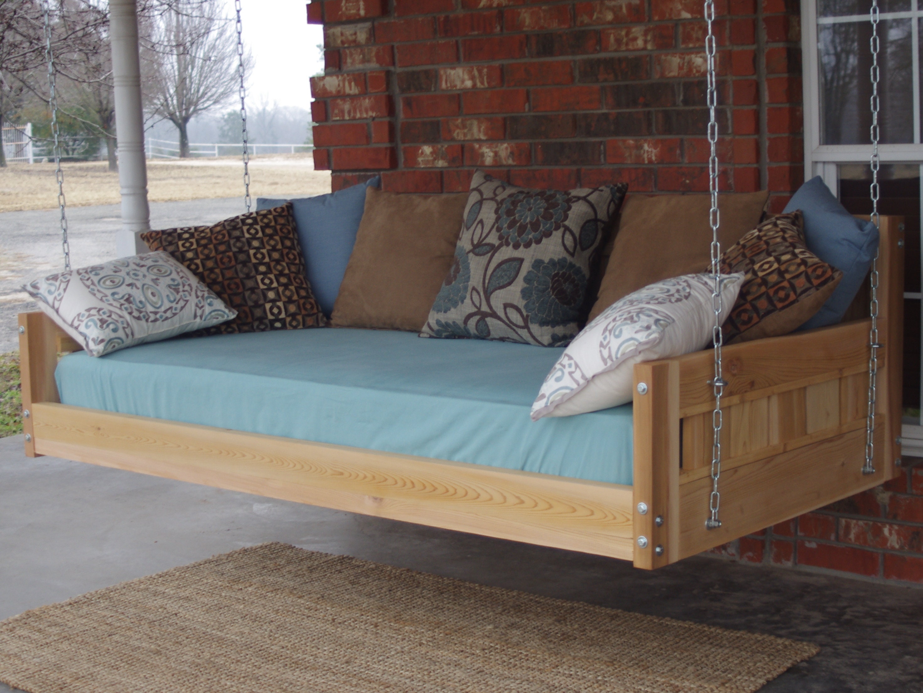 Brand New Cedar Daybed Swing in Country Style, Twin Size Swinging Bed ...