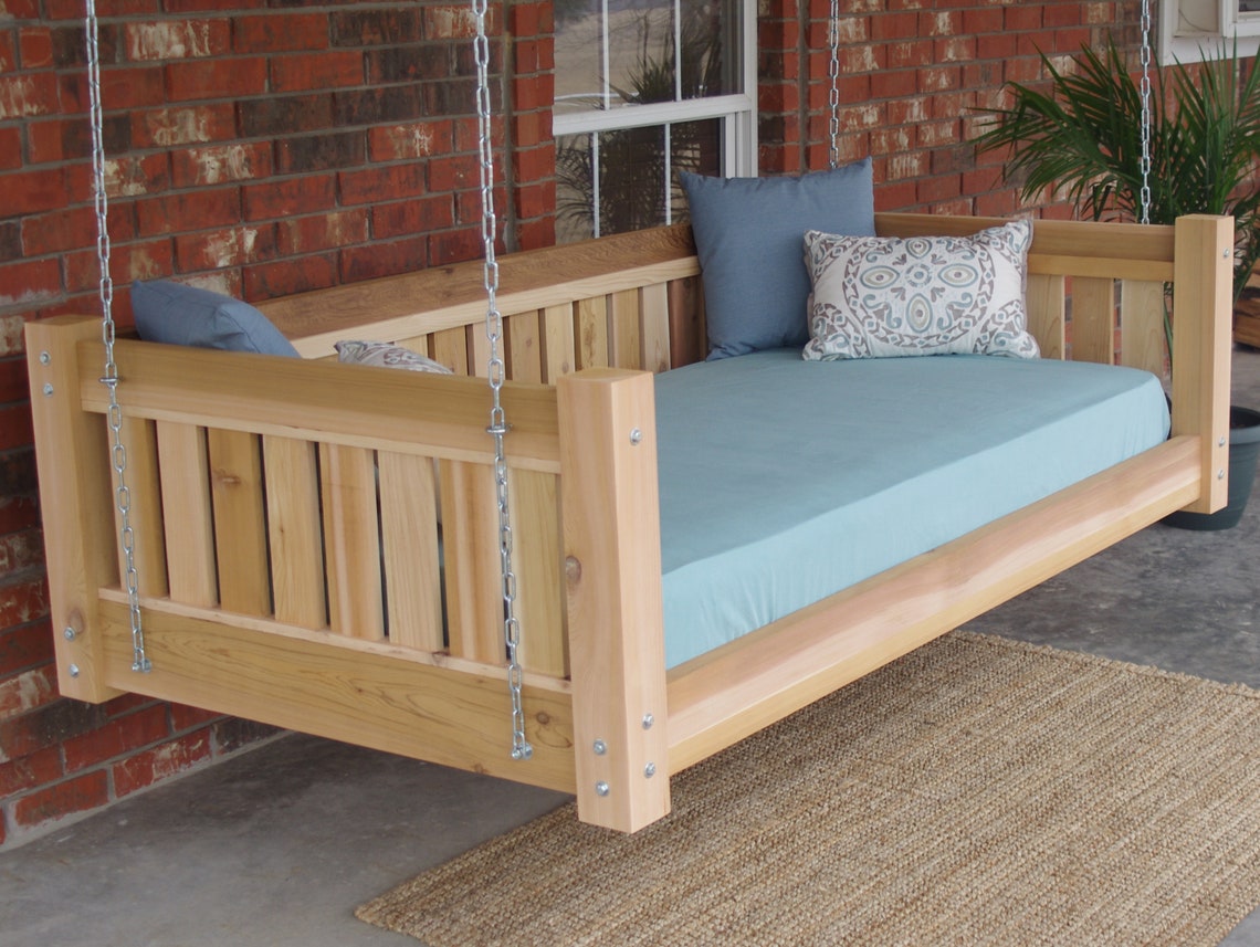 Brand New Cedar Daybed Swing in Victorian Style, King Size Swinging Bed ...