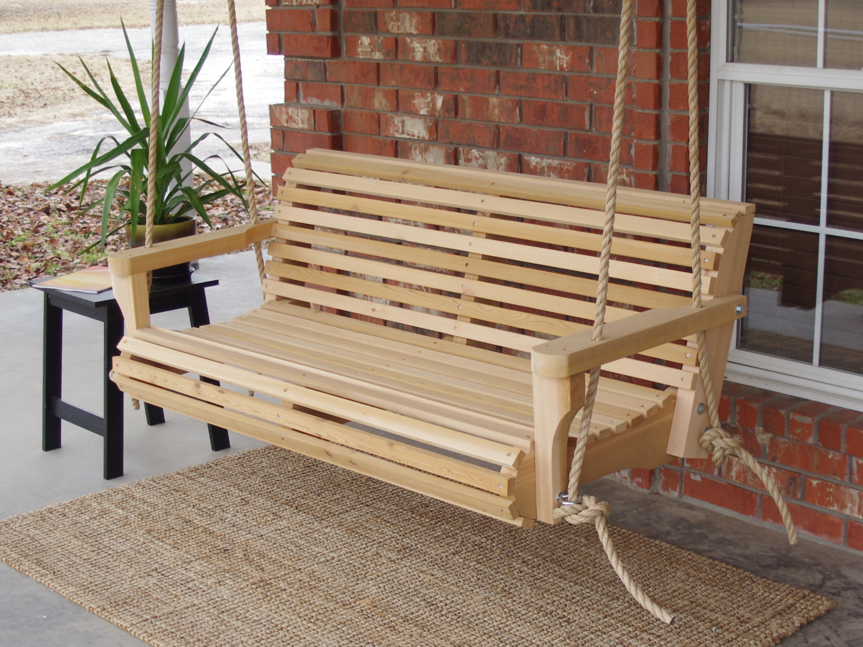 Brand New 6 Foot Cedar Wood Contoured Classic Porch Swing With Hanging ...