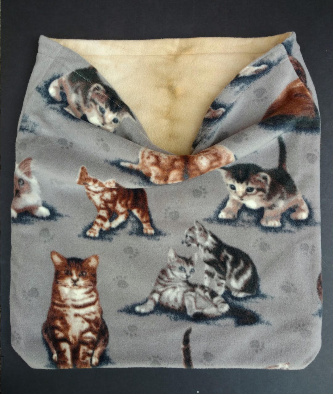 Snuggle Sack Cat Beds Gray Kittens Plush Fleece - Etsy