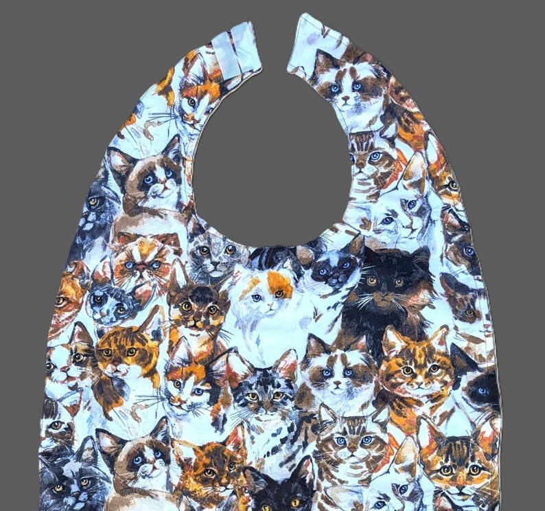 Adult Bib Watercolor Cats Fully Lined, Extra Long Cotton Flannel - Etsy
