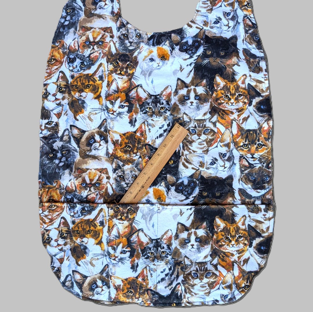 Adult Bib Watercolor Cats Fully Lined, Extra Long Cotton Flannel - Etsy