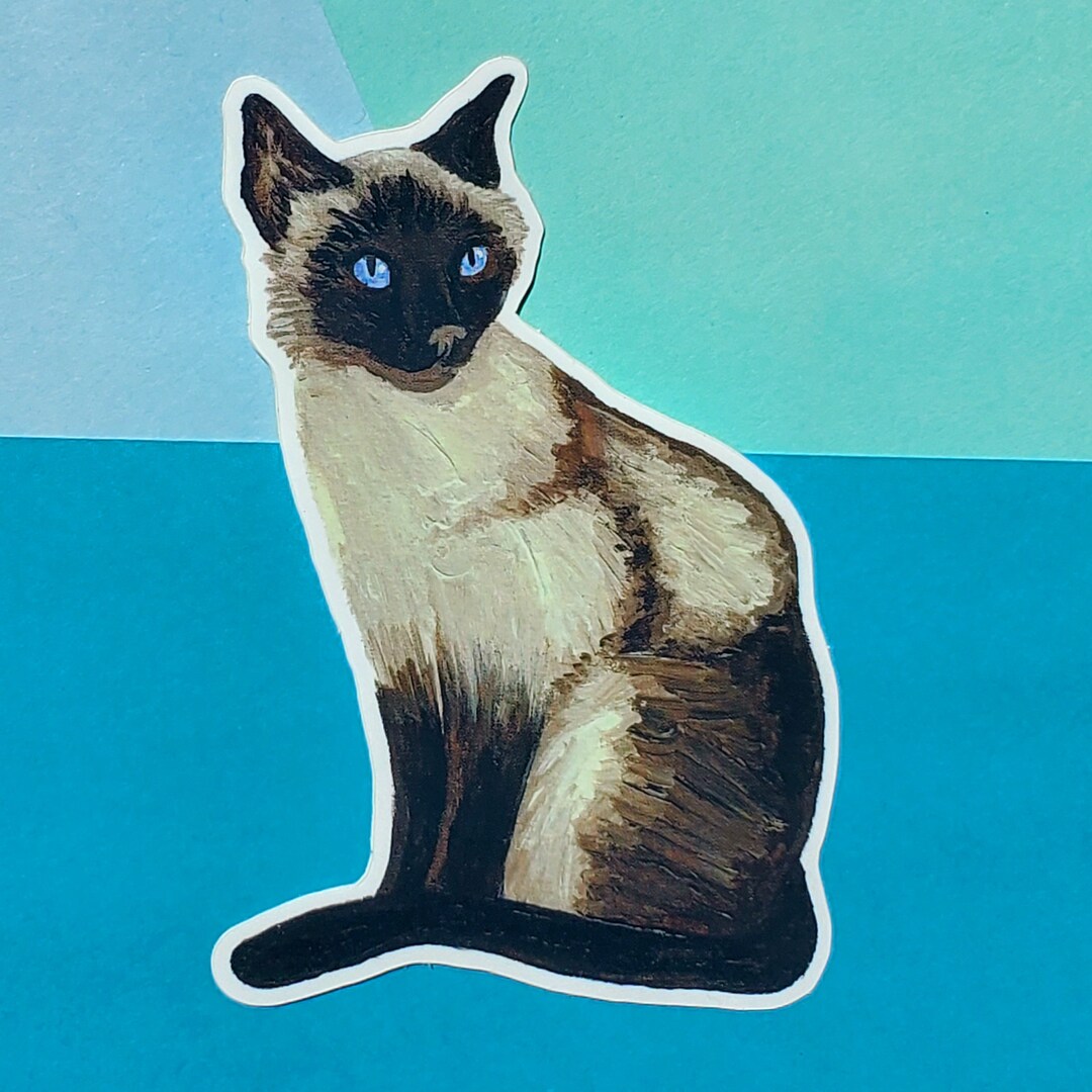Siamese Cat Sticker, Cat Stickers, Hydro Flask Stickers, Cat Themed ...