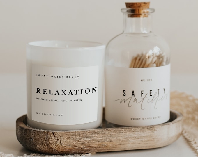 Relaxation Soy Candle White Jar Wood Lid Relaxing Spa Candle Stress ...