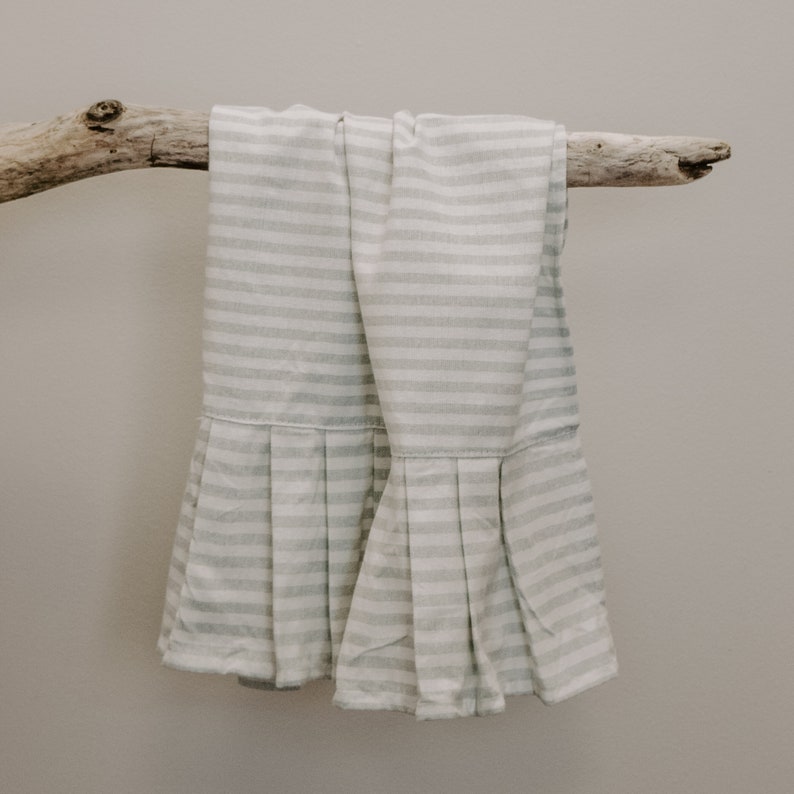 Striped Tea Towel With Ruffle Grey Kitchen Towel Hand - Etsy