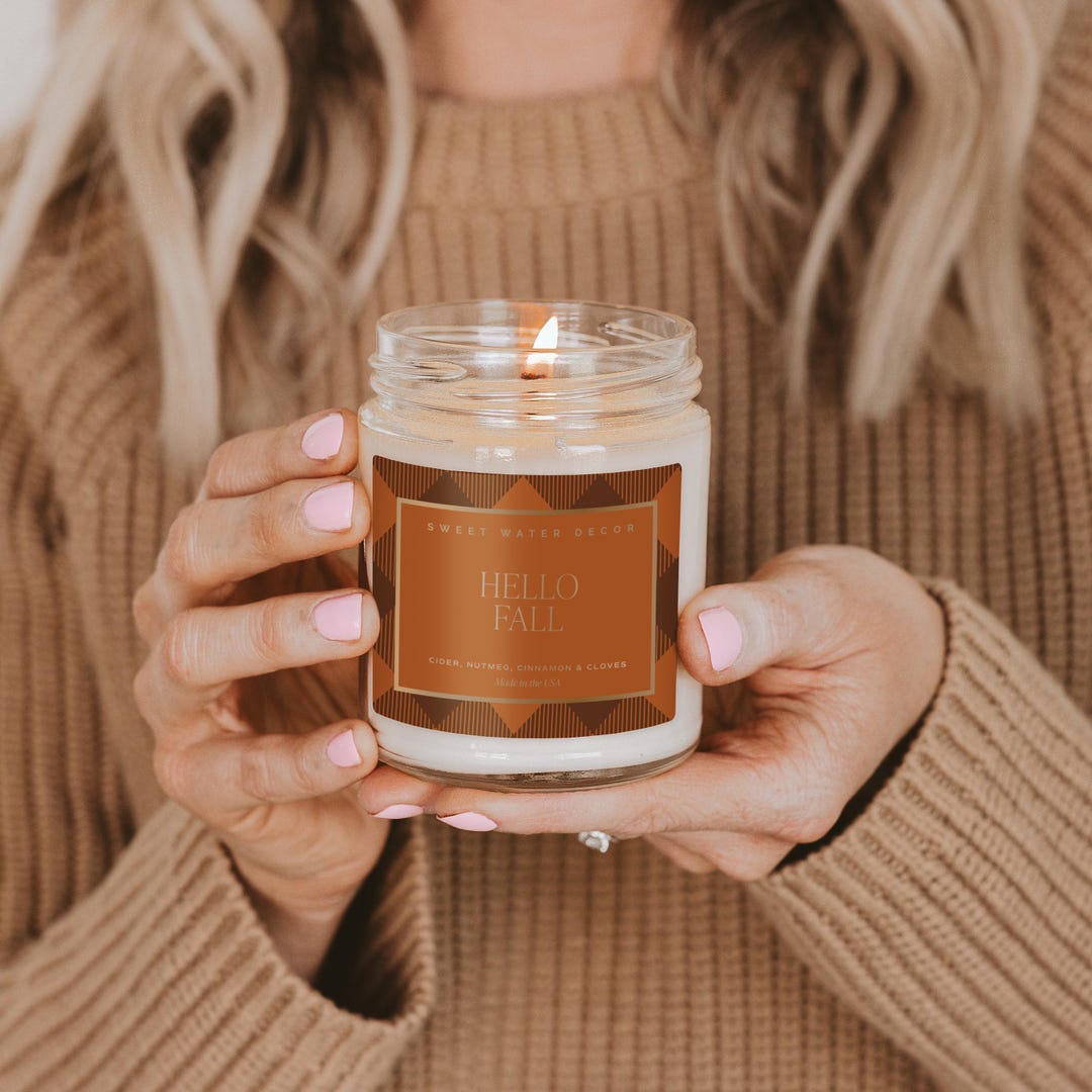 Hello Fall Soy Candle: Cider, Cinnamon, & Nutmeg Scent - Etsy