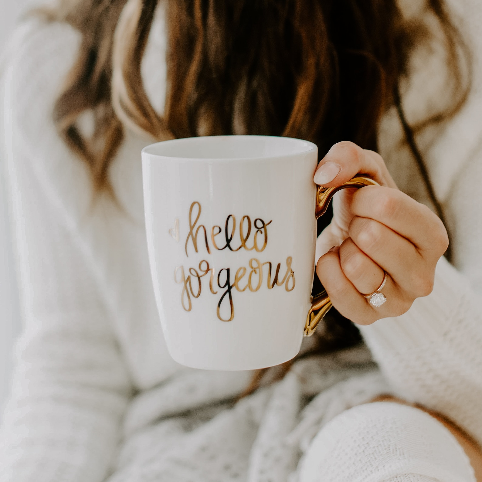 Hello Gorgeous Mug Gold Hand Lettered Hello Gorgeous Coffee | Etsy